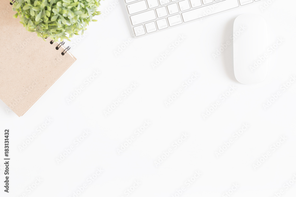 Flat lay photo of office desk with mouse and keyboard,Copy space on ...