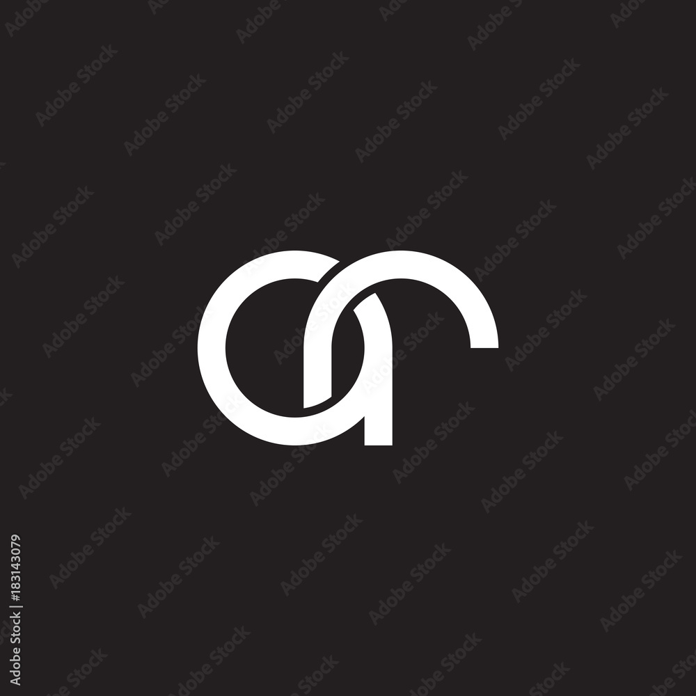 Initial lowercase letter ar, overlapping circle interlock logo, white color on black background ...