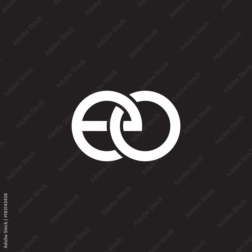 Initial lowercase letter eo, overlapping circle interlock logo, white ...