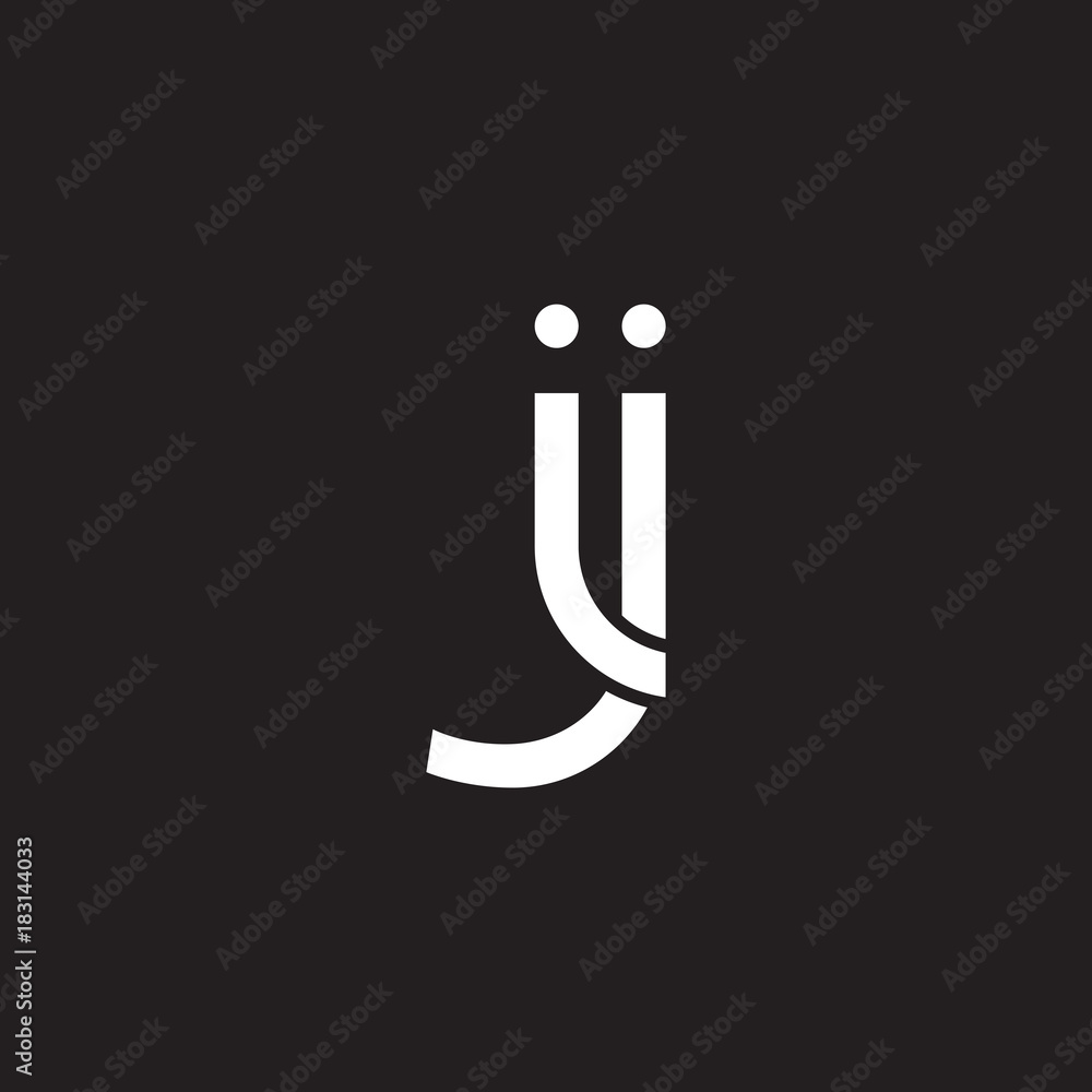 Initial lowercase letter ij, overlapping circle interlock logo, white ...