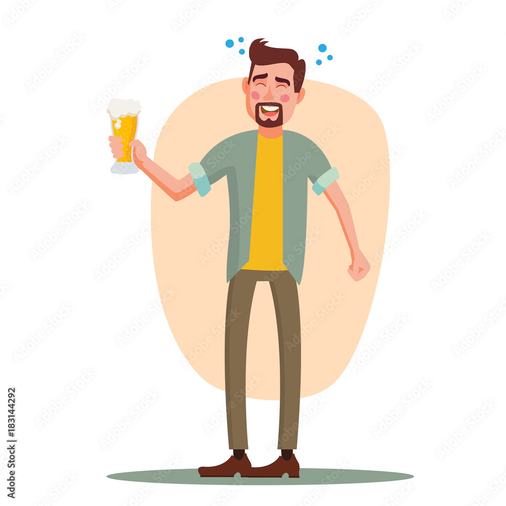 Drunk Office Worker Vector. Have Fun. Cheers Party Concept. Celebrating ...