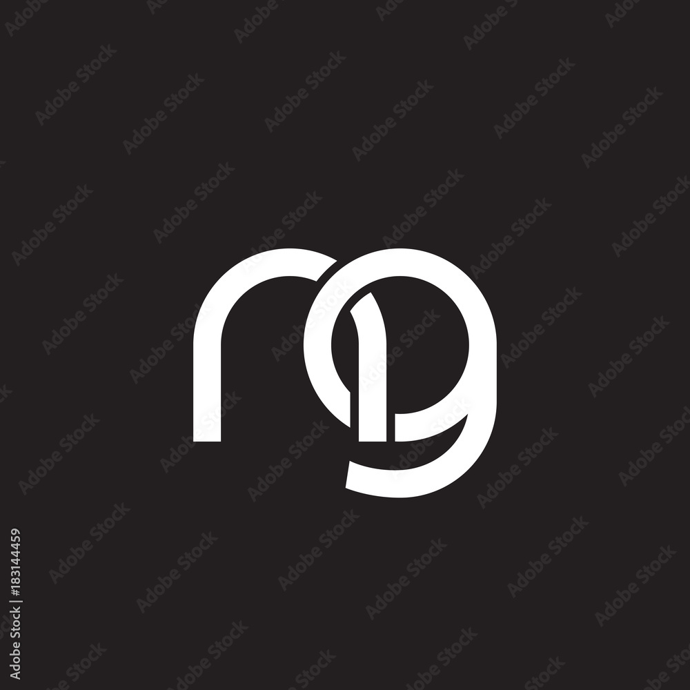 Initial lowercase letter ng, overlapping circle interlock logo, white ...