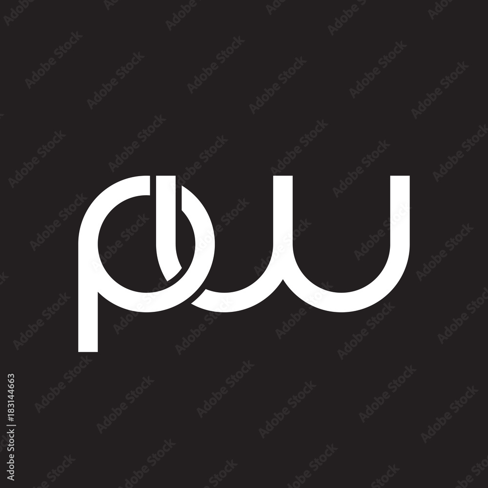 Initial lowercase letter pw, overlapping circle interlock logo, white ...