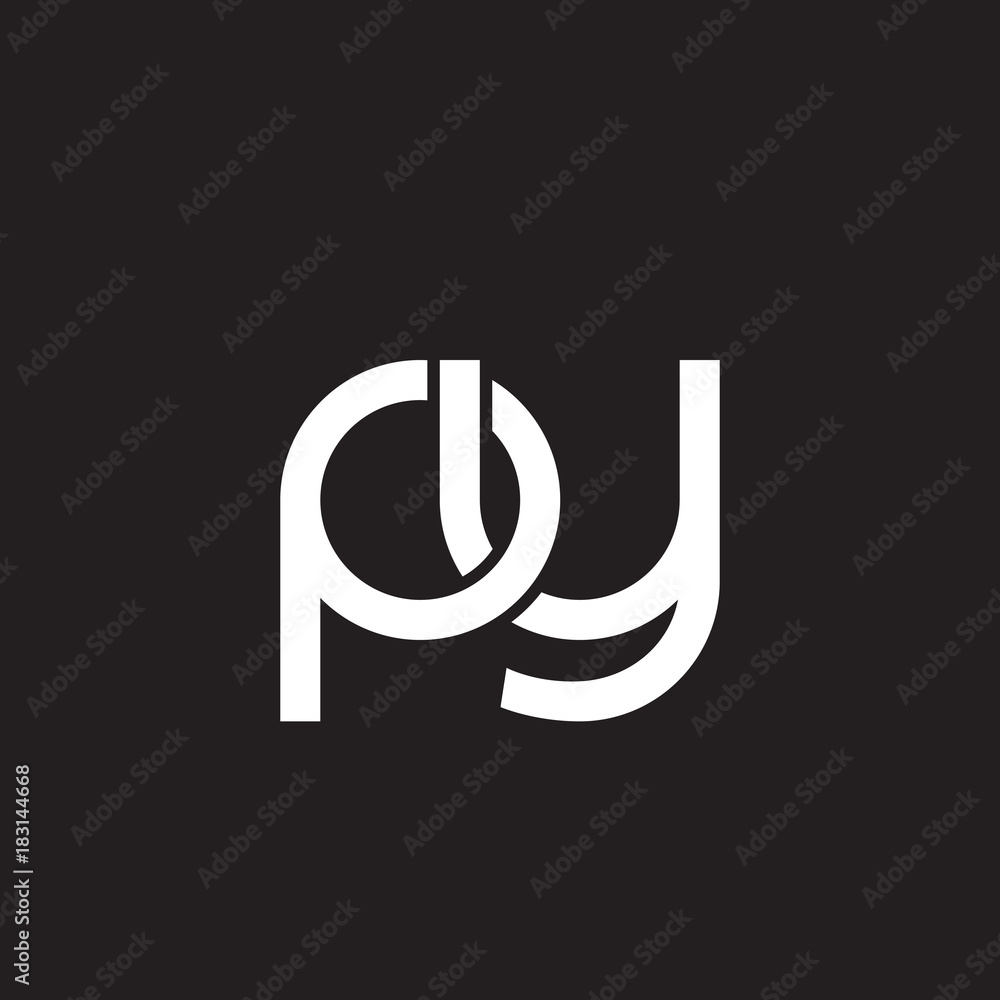 Initial lowercase letter py, overlapping circle interlock logo, white ...