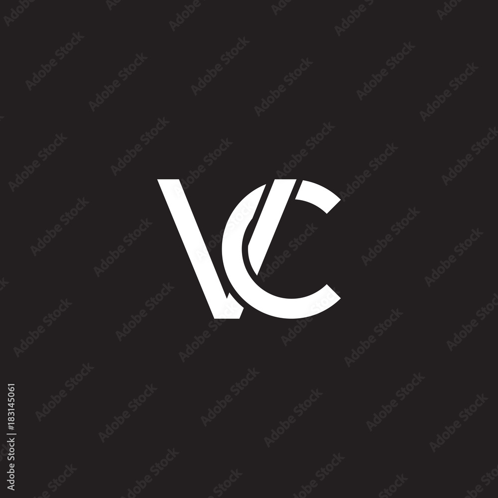 Initial lowercase letter vc, overlapping circle interlock logo, white ...