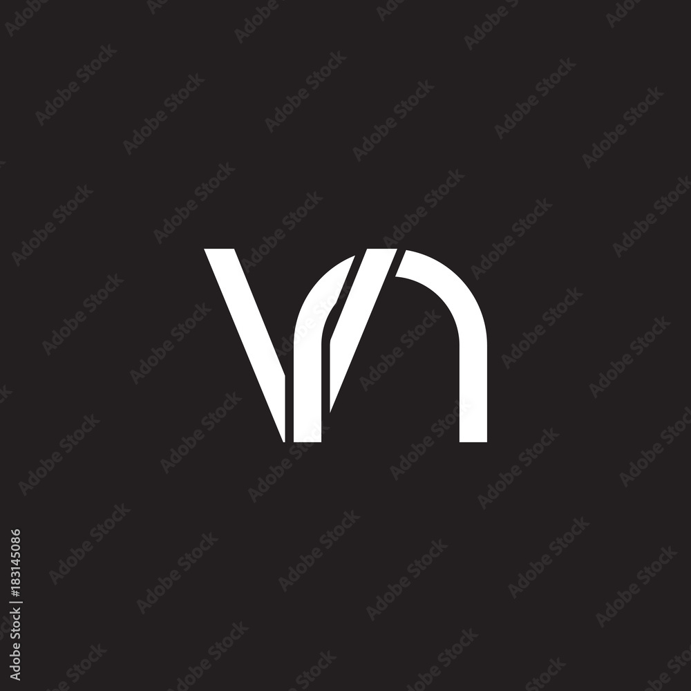 Initial lowercase letter vn, overlapping circle interlock logo, white ...