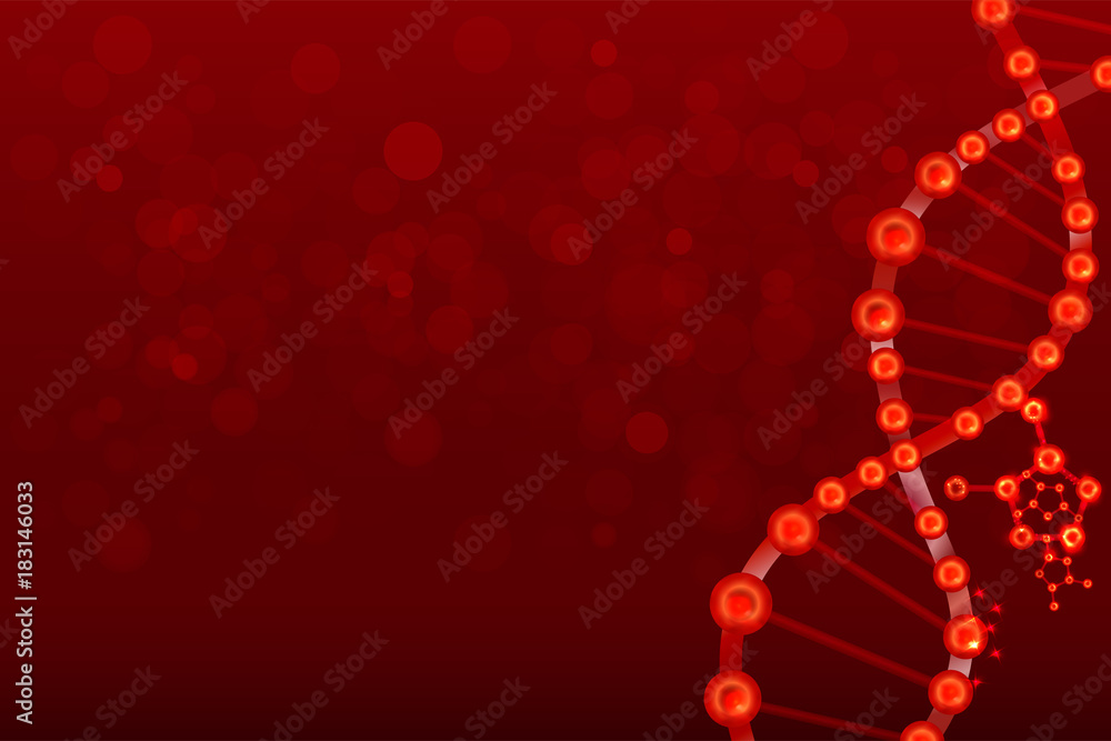 science concept, red color background with space for text, illustration ...