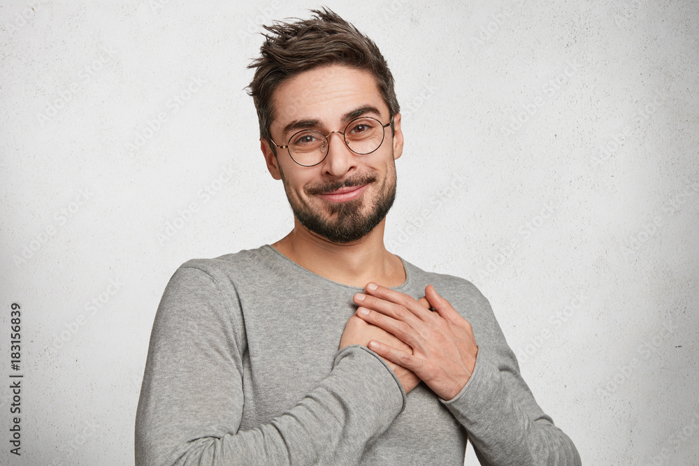 My heart is for you! Pleasant looking male model with appealing ...