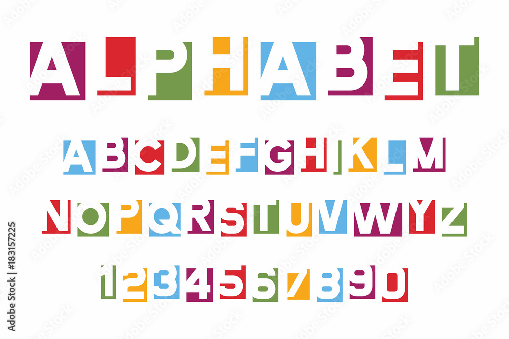 Alphabet letters cut out from paper Stock Vector | Adobe Stock