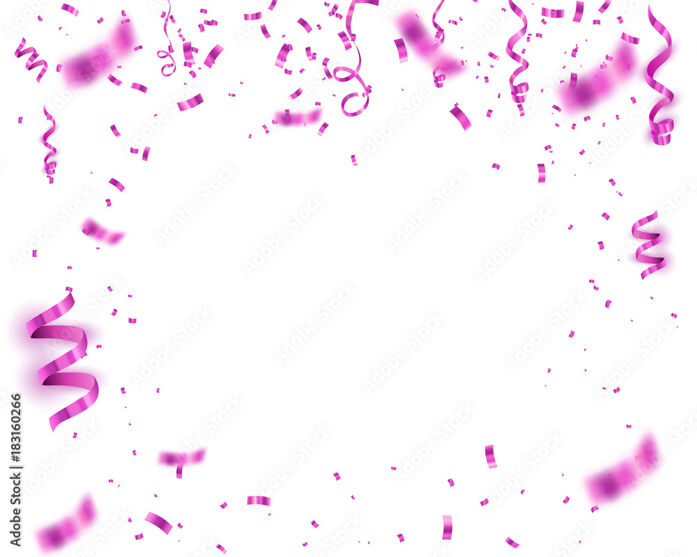 Purple Confetti. Vector Festive Illustration of Falling Shiny Confetti ...