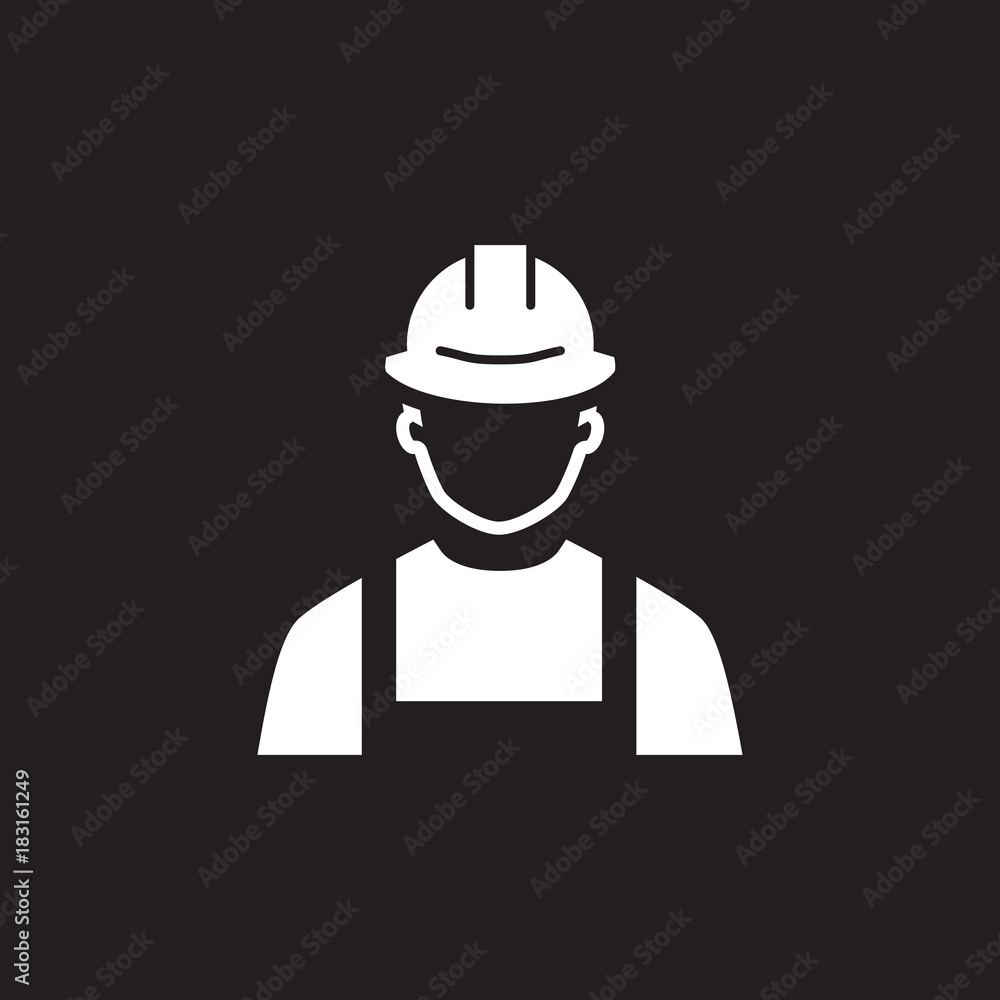 Engineer Icon. Man in Hard Hat. Buider Symbol. Stock Vector | Adobe Stock