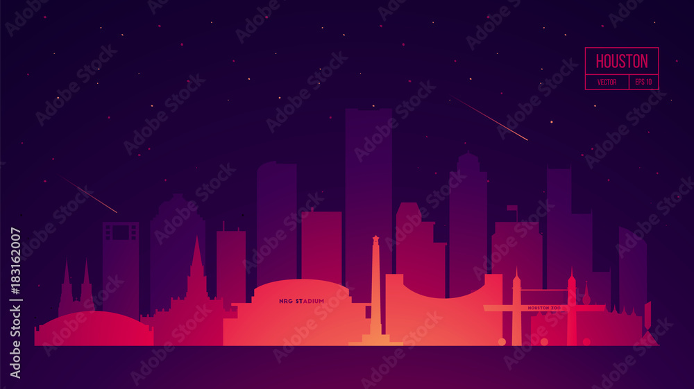 Houston skyline buildings vector illustration Stock Vector | Adobe Stock