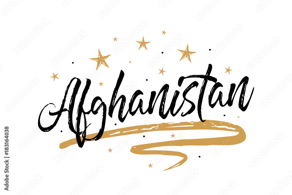 Afghanistan. Name country word text card, banner script. Beautiful ...
