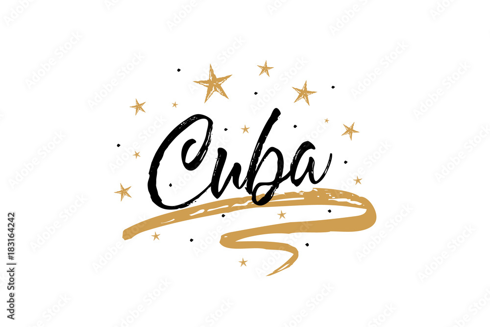 Cuba. Name country word text card, banner script. Beautiful typography ...