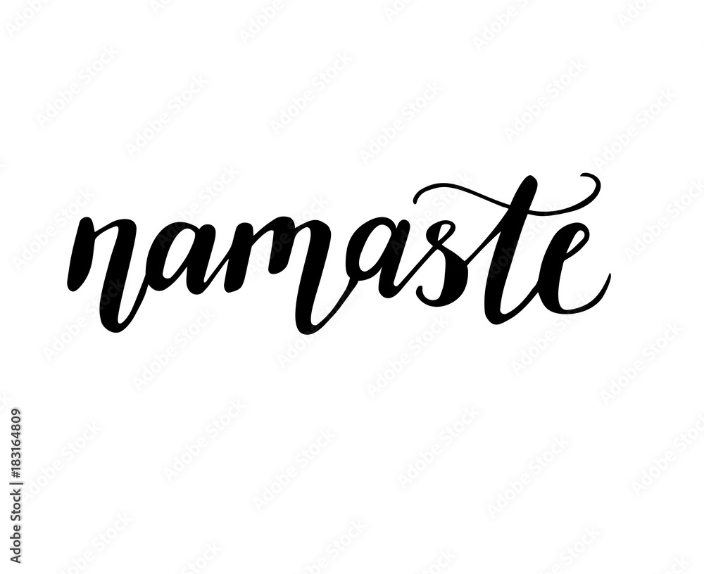 Namaste. Vector illustration with lettering. Hand written word with ...