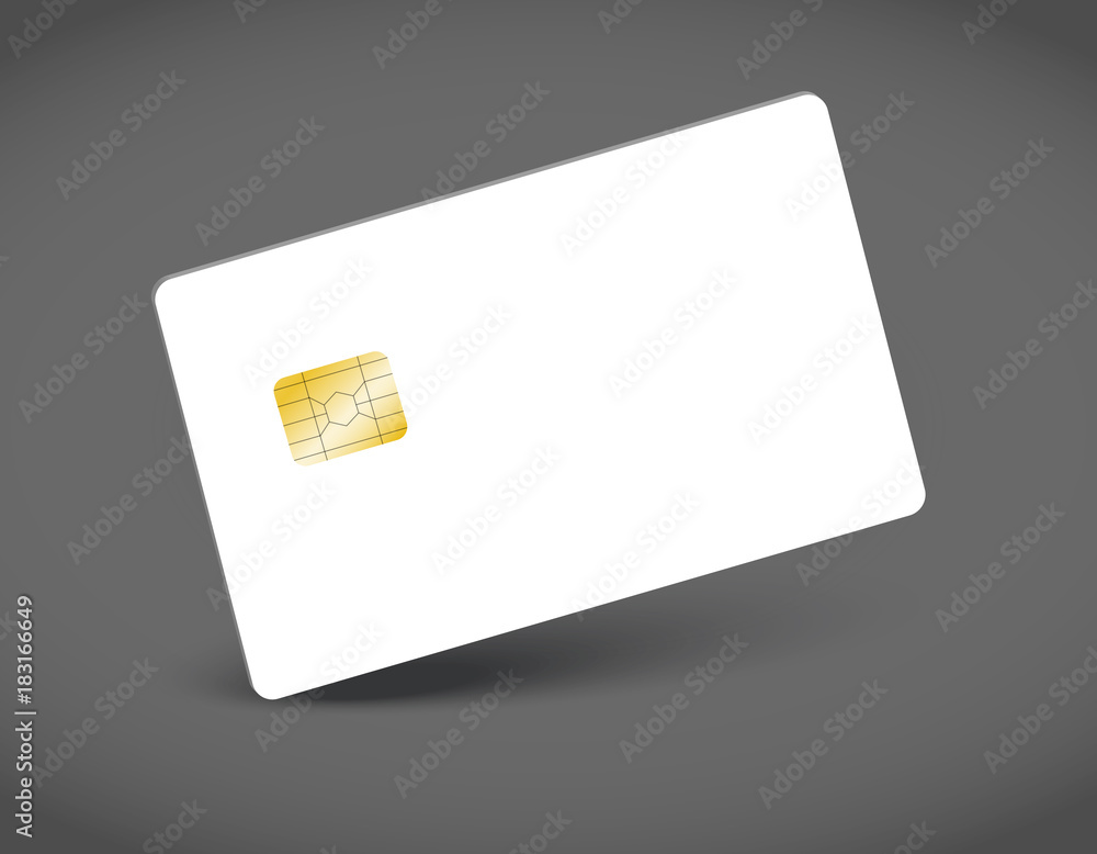Vetor de Banking chip credit card realistic mockup. Clear plastic card ...