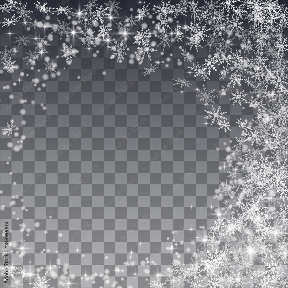 Falling snow on a transparent background. Vector illustration 10 EPS ...