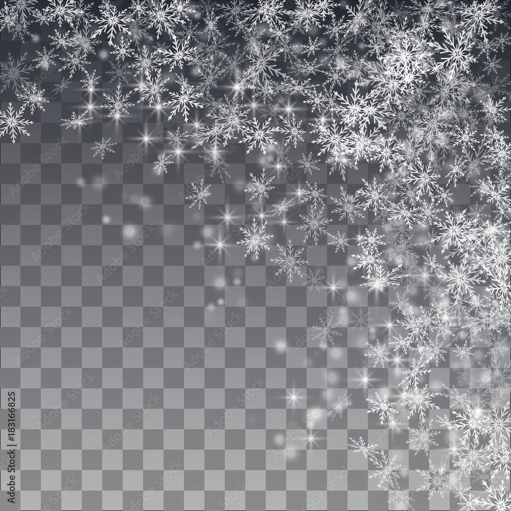 Falling snow on a transparent background. Vector illustration 10 EPS ...