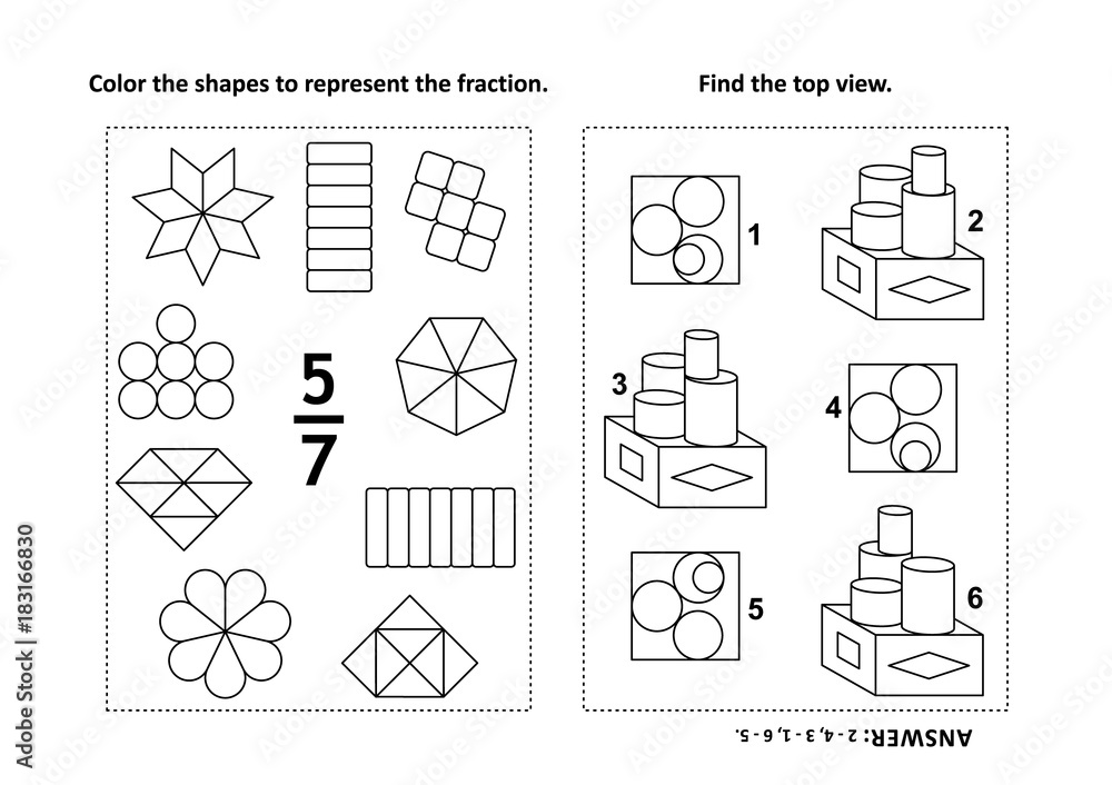 Two visual math puzzles and coloring pages. Color the shapes to ...
