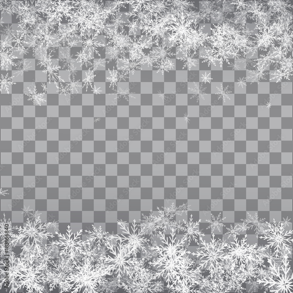 Falling snow on a transparent background. Vector illustration 10 EPS ...
