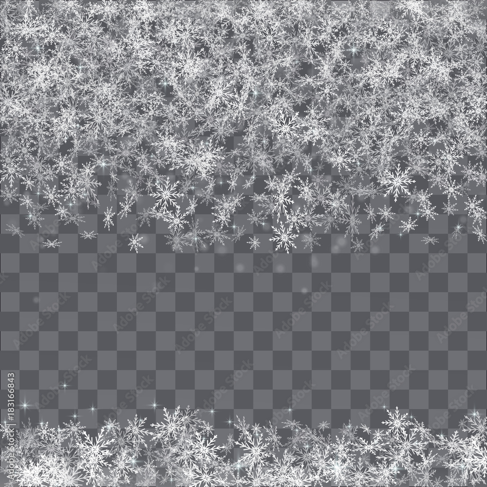 Falling snow on a transparent background. Vector illustration 10 EPS ...
