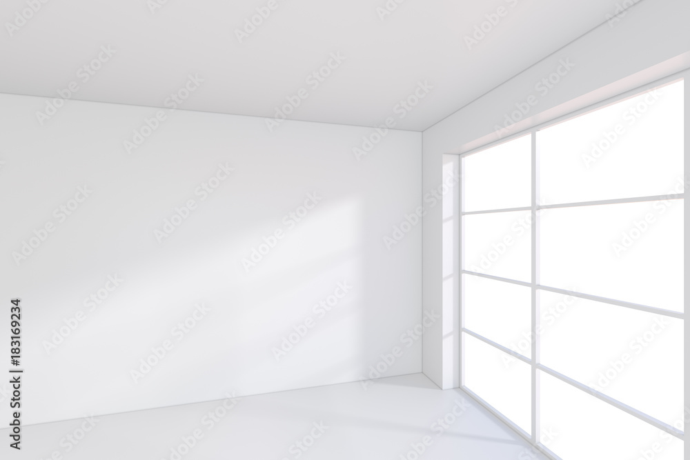 Large room with windows and falling light from the window to the floor ...