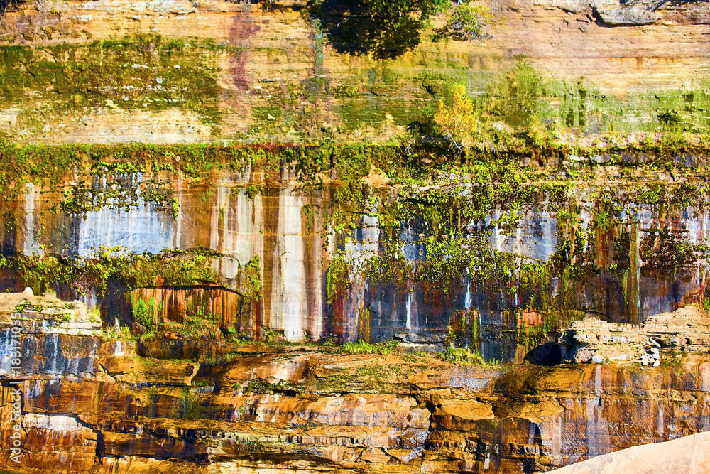 Pictured Rocks Rock Wall Paint Minerals Stock Photo | Adobe Stock