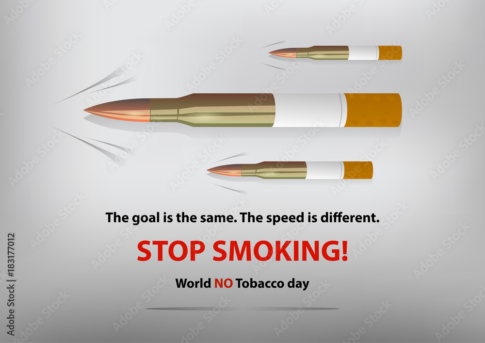 No smoking design. Stop smoking poster with bullets and cigarettes ...