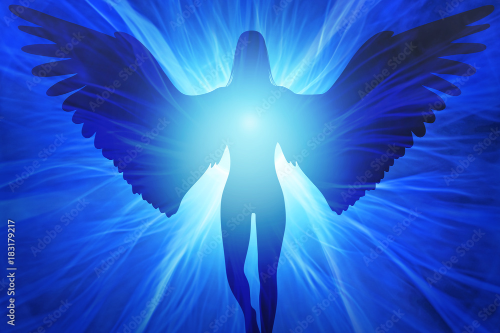 Angel with rays of light Stock Illustration | Adobe Stock