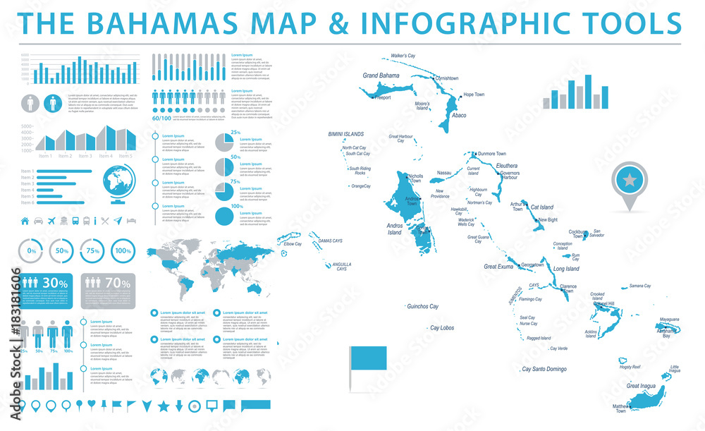 The Bahamas Map - Info Graphic Vector Illustration Stock Vector | Adobe ...