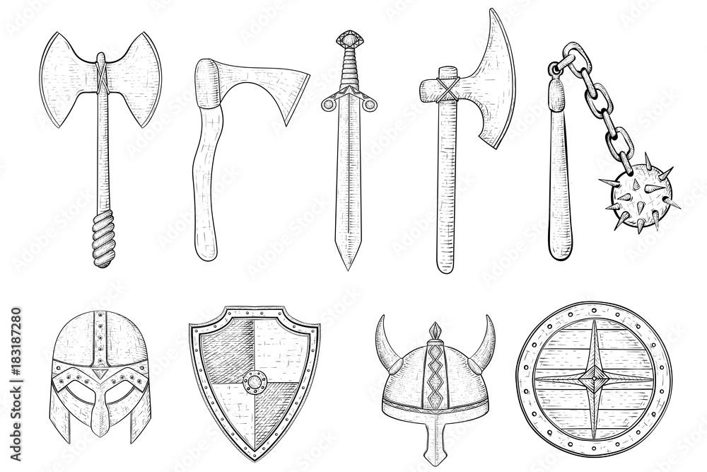 Medieval Weapon Drawings
