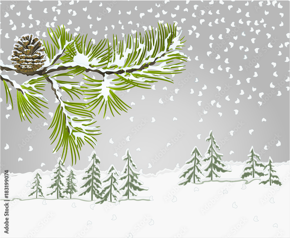 Winter Pine Trees Drawing