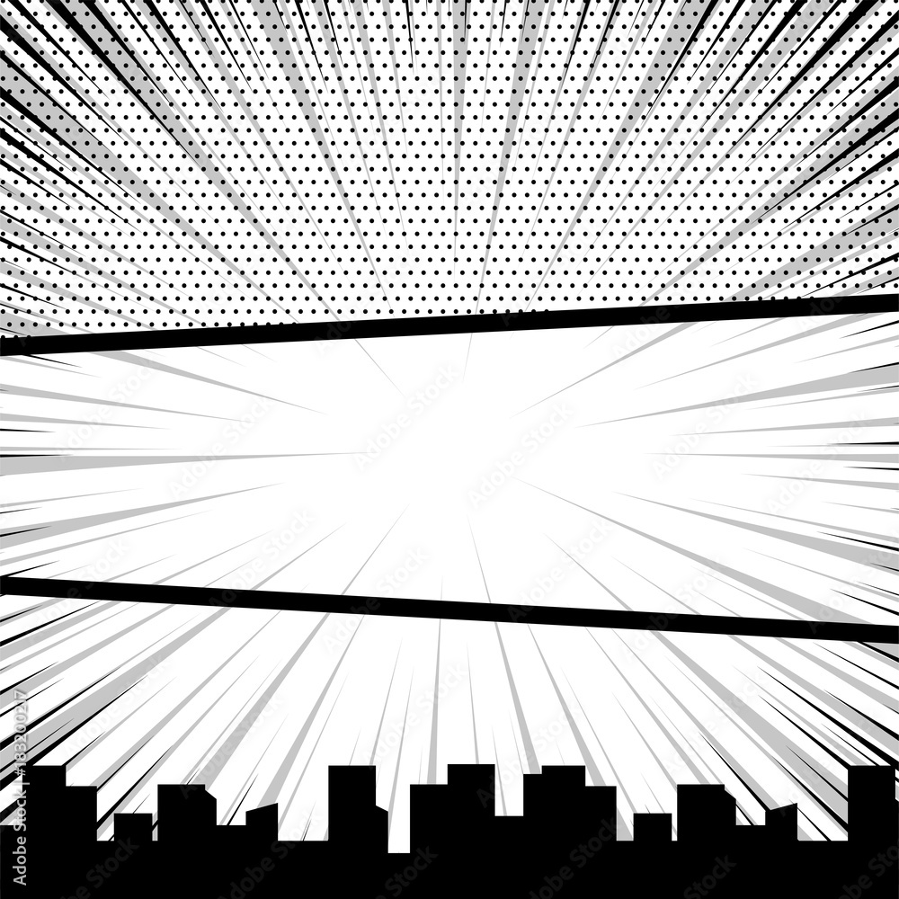 Comics Book Monochrome Template Background Speech Bubble Balloon Pop