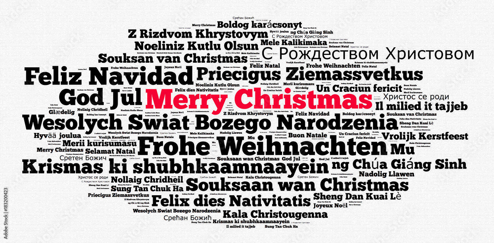 Merry Christmas in different languages Stock Photo | Adobe Stock