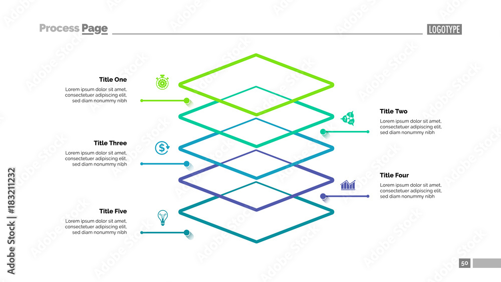 Level Diagram with Five Elements Template Stock Vector | Adobe Stock