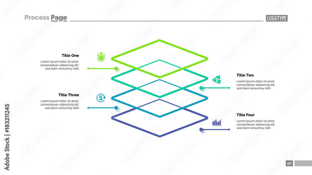 Level Diagram with Four Elements Template Stock Vector | Adobe Stock