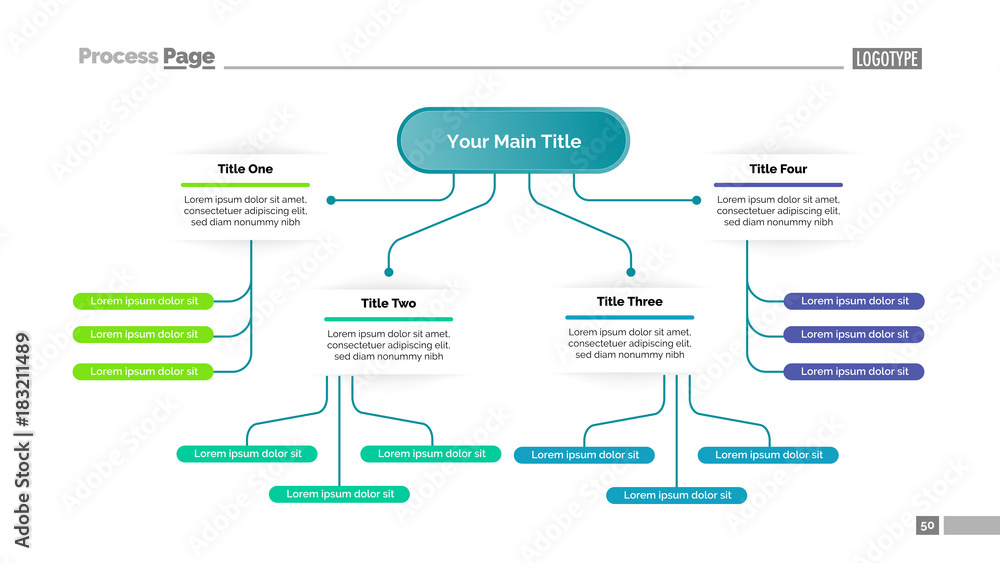 Tree Chart with Four Elements Template Stock Vector | Adobe Stock