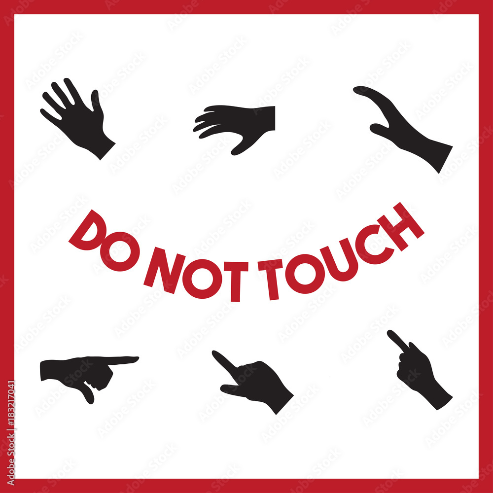 Sign stop with open hand icon set in different variants in red and ...