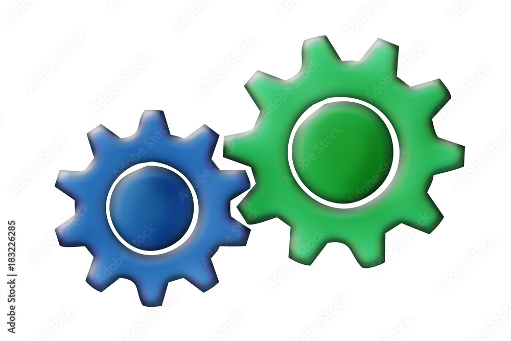 Engranajes de color verde y azul. Stock Illustration | Adobe Stock