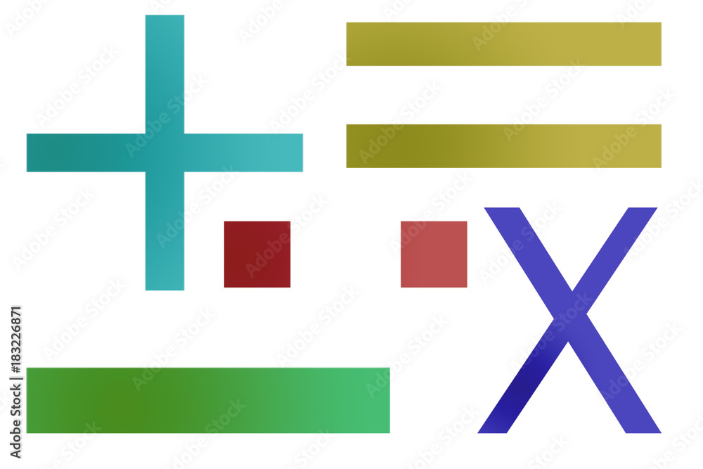 Signos matemáticos de sumar, restar, multiplicar y dividir. Stock ...