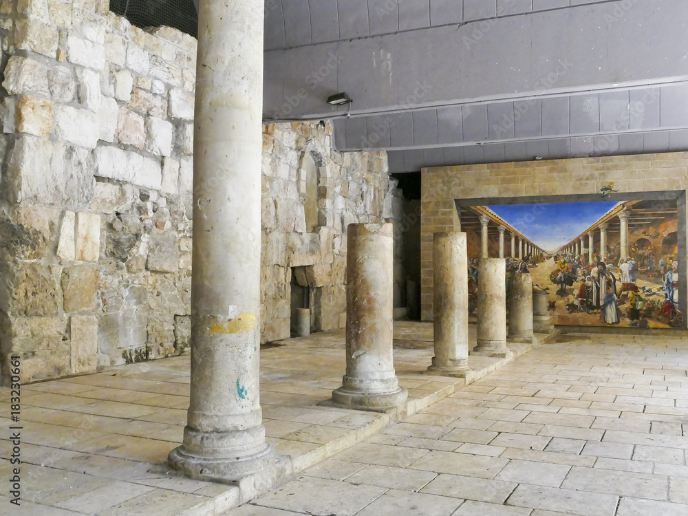 Ancient Roman Cardo street Jerusalem This is part of the cardo, which ...