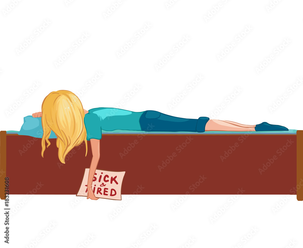 Cartoon Tired Woman