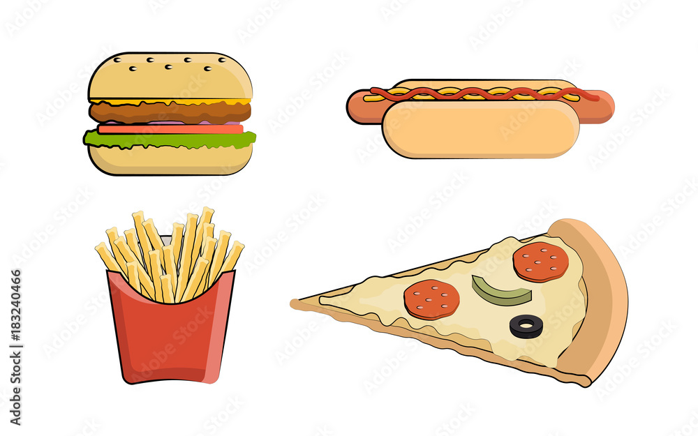 Clip art fast food, vector Stock Vector | Adobe Stock