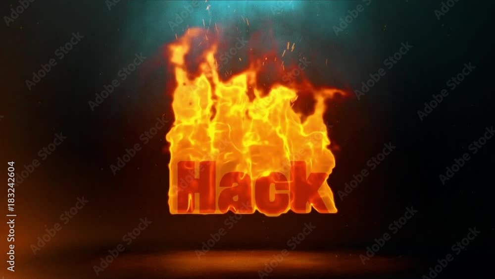 Vidéo Stock Hack Word Hot Burning on Realistic Fire Flames Sparks And ...