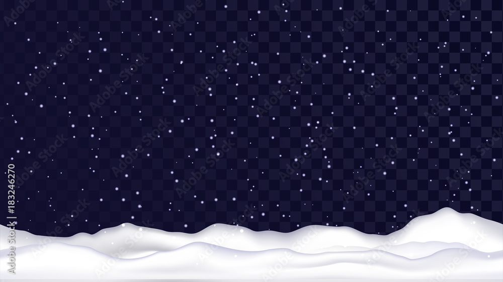 Seamless snowy landscape, snow on a transparent background Stock Vector ...