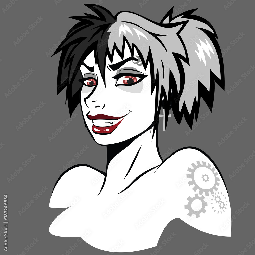 Cartoon character, girl, goth Stock Vector | Adobe Stock