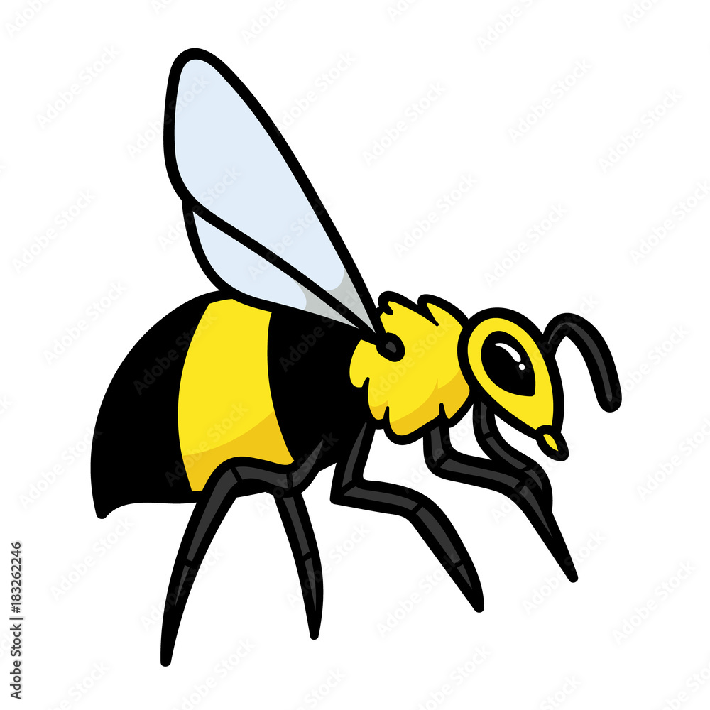 Cartoon Bee or Wasp or Hornet Vector Illustration Stock Vector | Adobe ...