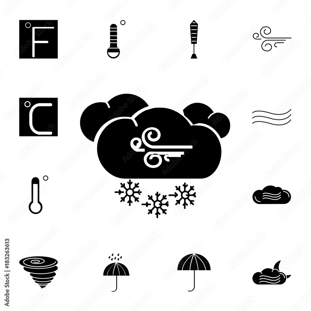 Wind, clouds and snow icon. Set of weather sign icons. Web Icons ...