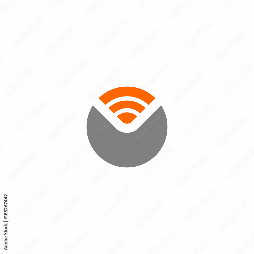 Circle with Wave Wireless Logo Vector Stock Vector | Adobe Stock