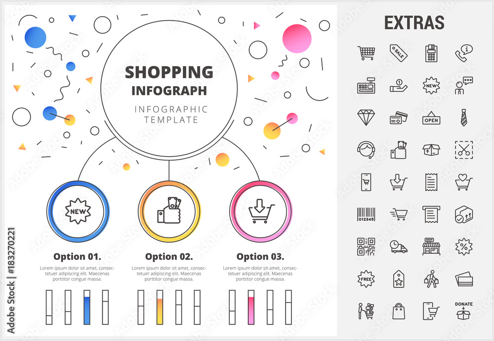 Shopping circle infographic template, elements and icons. Infograph ...